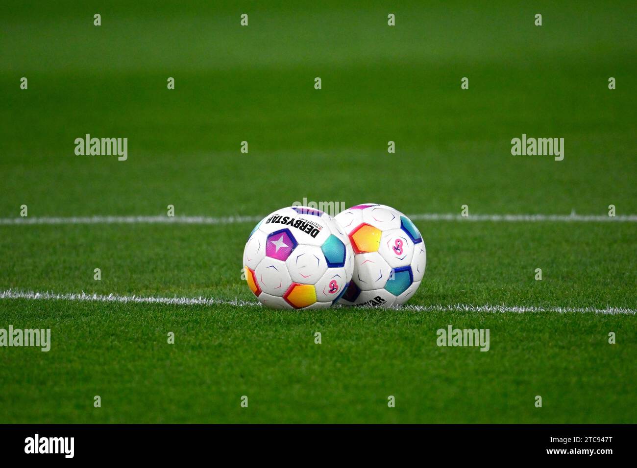 Adidas Derbystar match balls on the pitch, DFB Cup, MHPArena, MHP Arena ...
