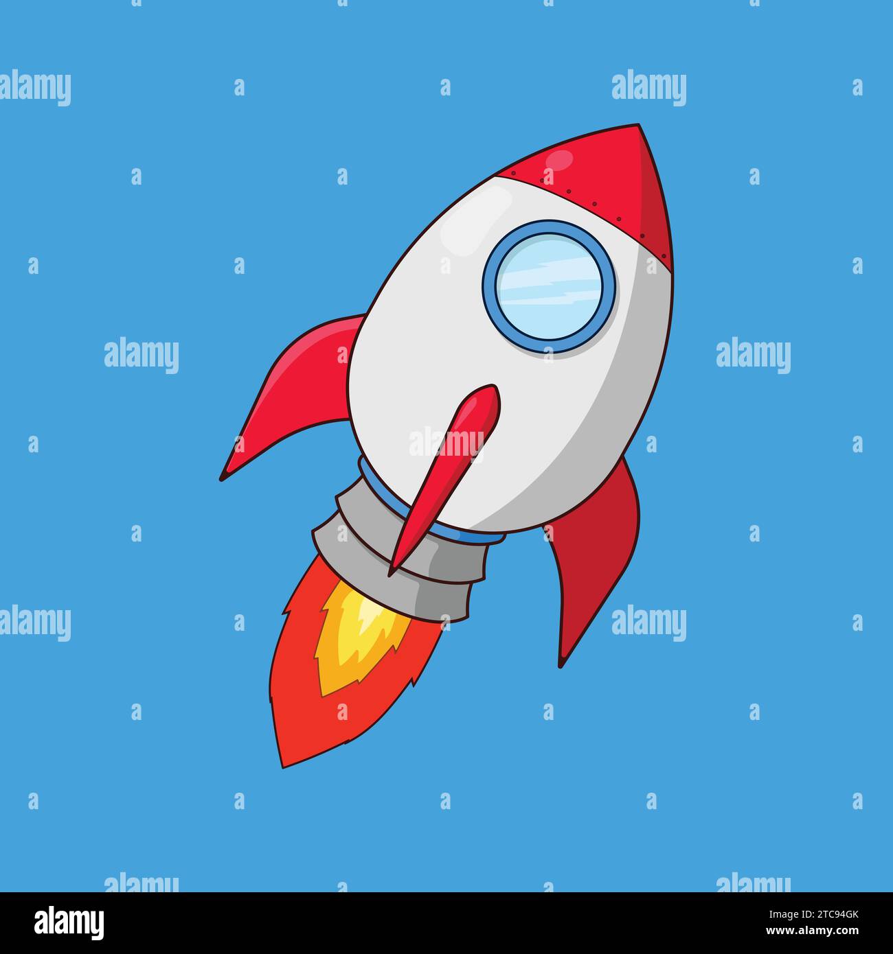 Flat Rocket In Space Vector Icon Illustration Stock Vector Image & Art ...