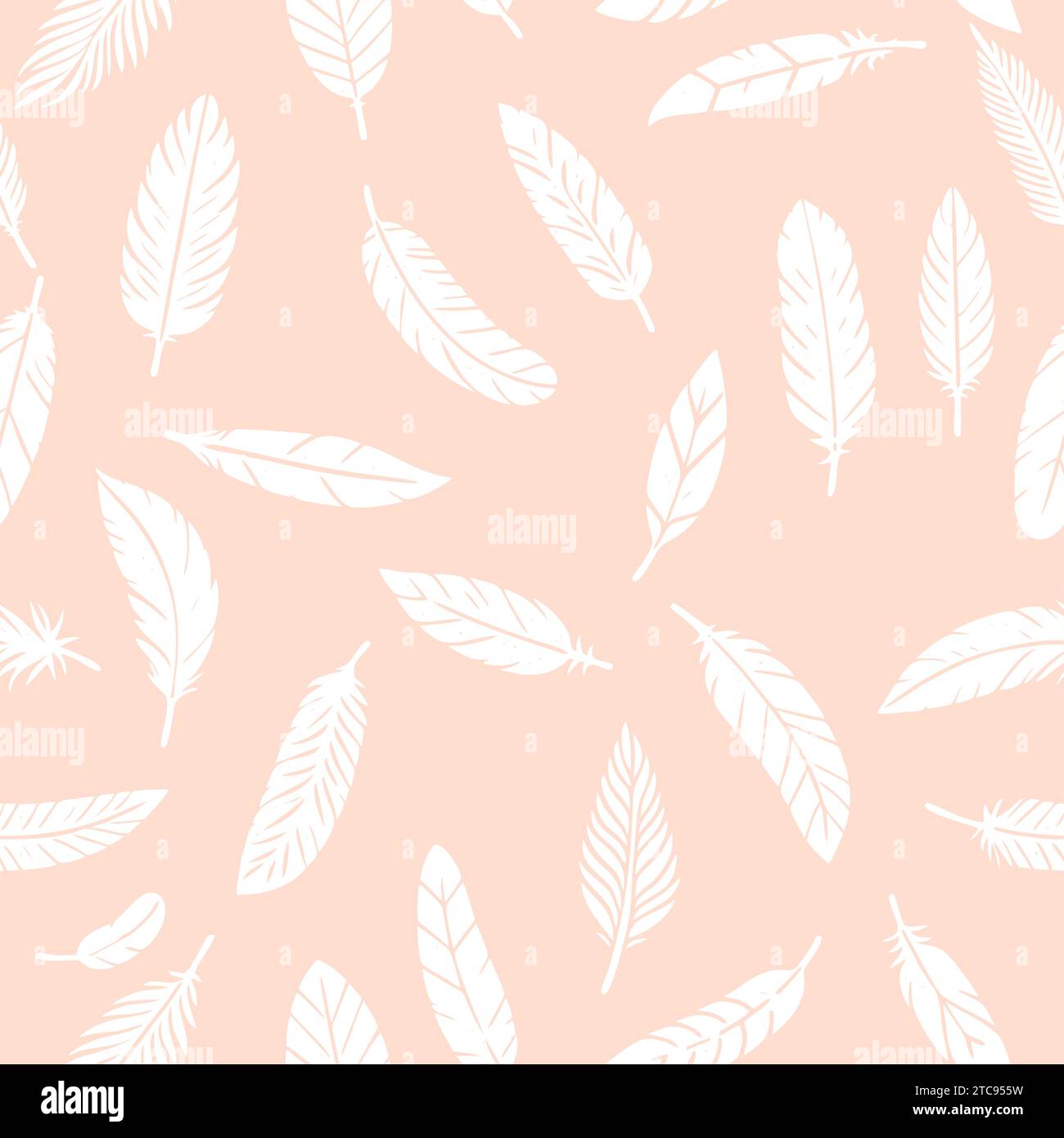 Bird feathers seamless pattern. Feather silhouette background. Plumelet collection. Vector ...