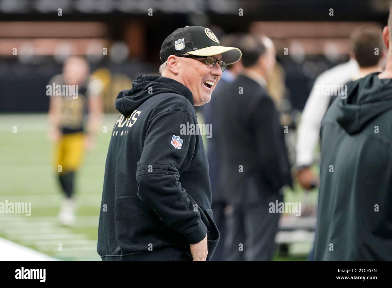New Orleans Saints offensive coordinator Pete Carmichael talks before ...