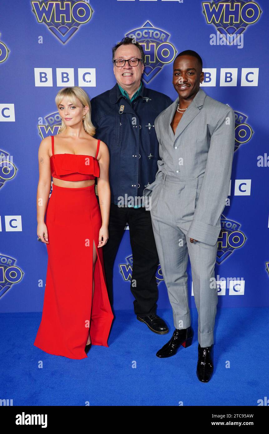 Millie Gibson, Russell T. Davies and Ncuti Gatwa, arrive for the premiere of Doctor Who at the ...