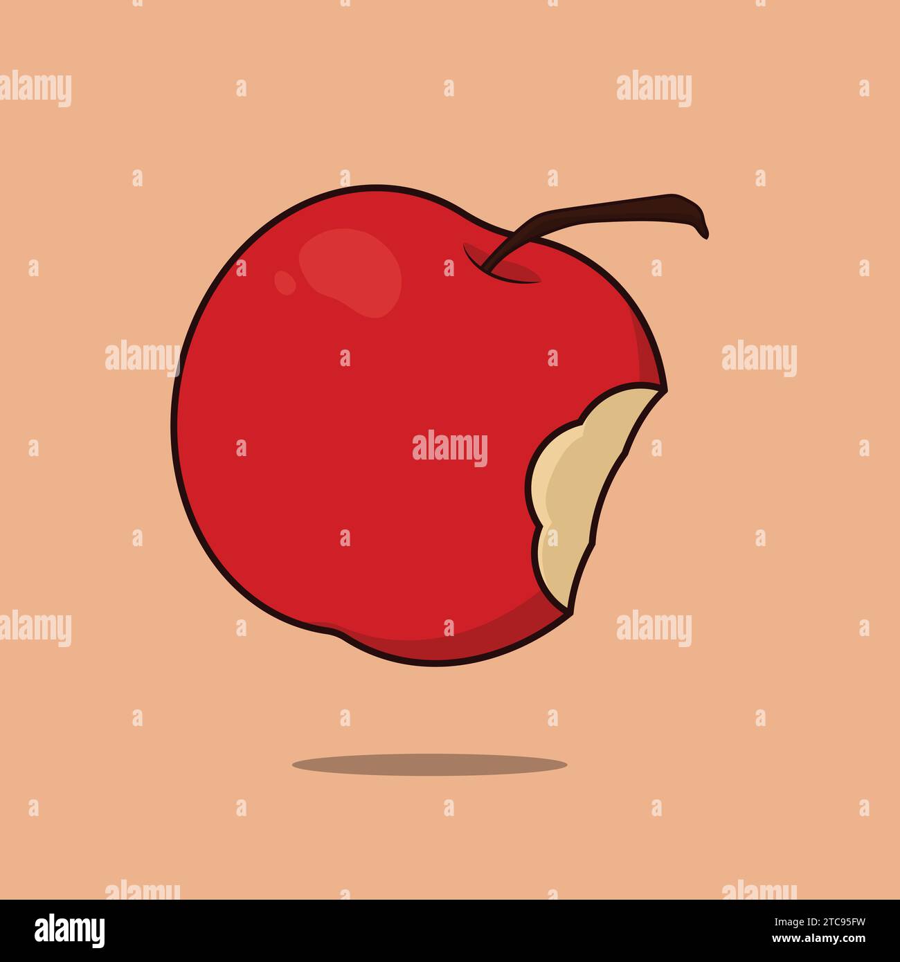 Fresh Bitten Apple Fruit Vector Icon Illustration Stock Vector Image & Art - Alamy