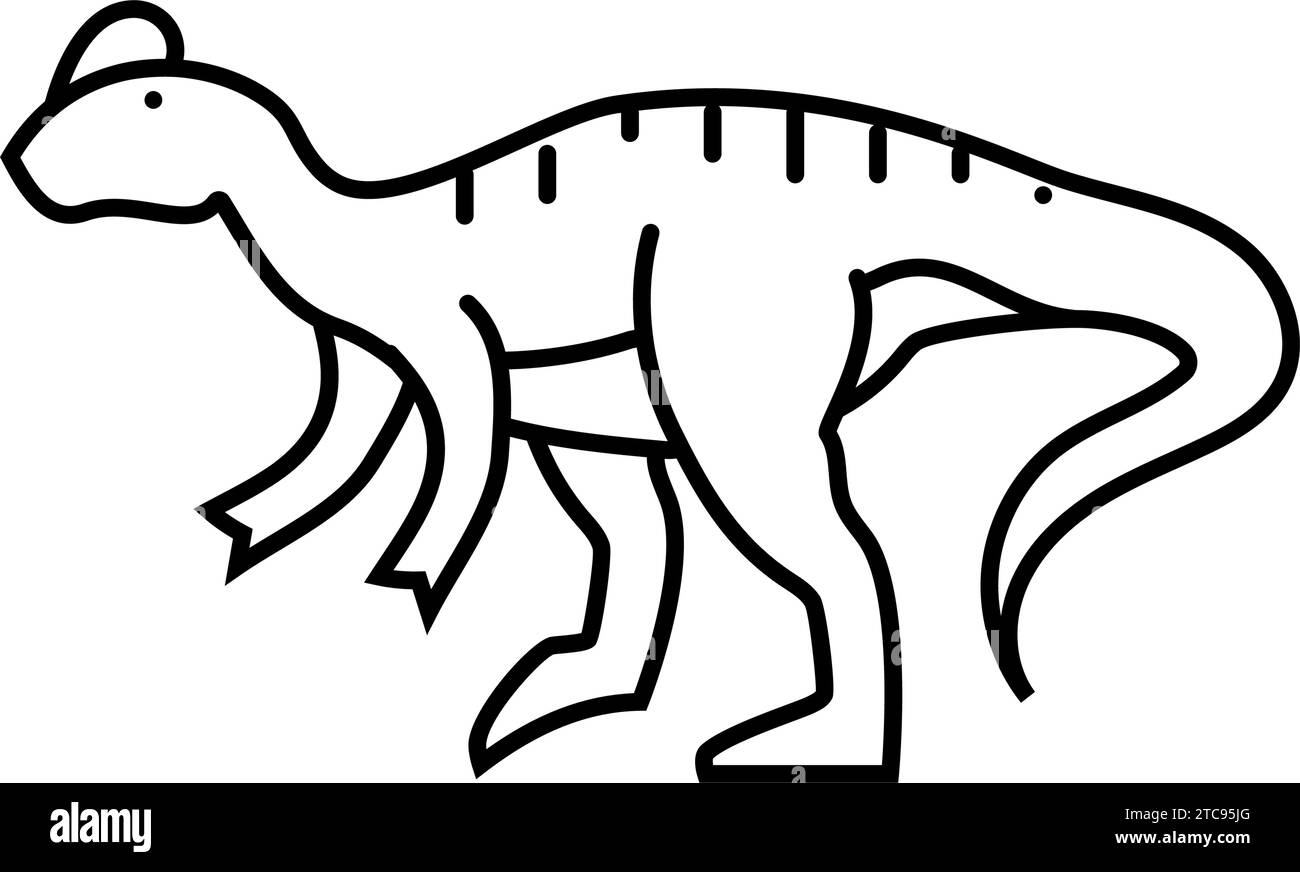 allosaurus dinosaur animal line icon vector illustration Stock Vector ...