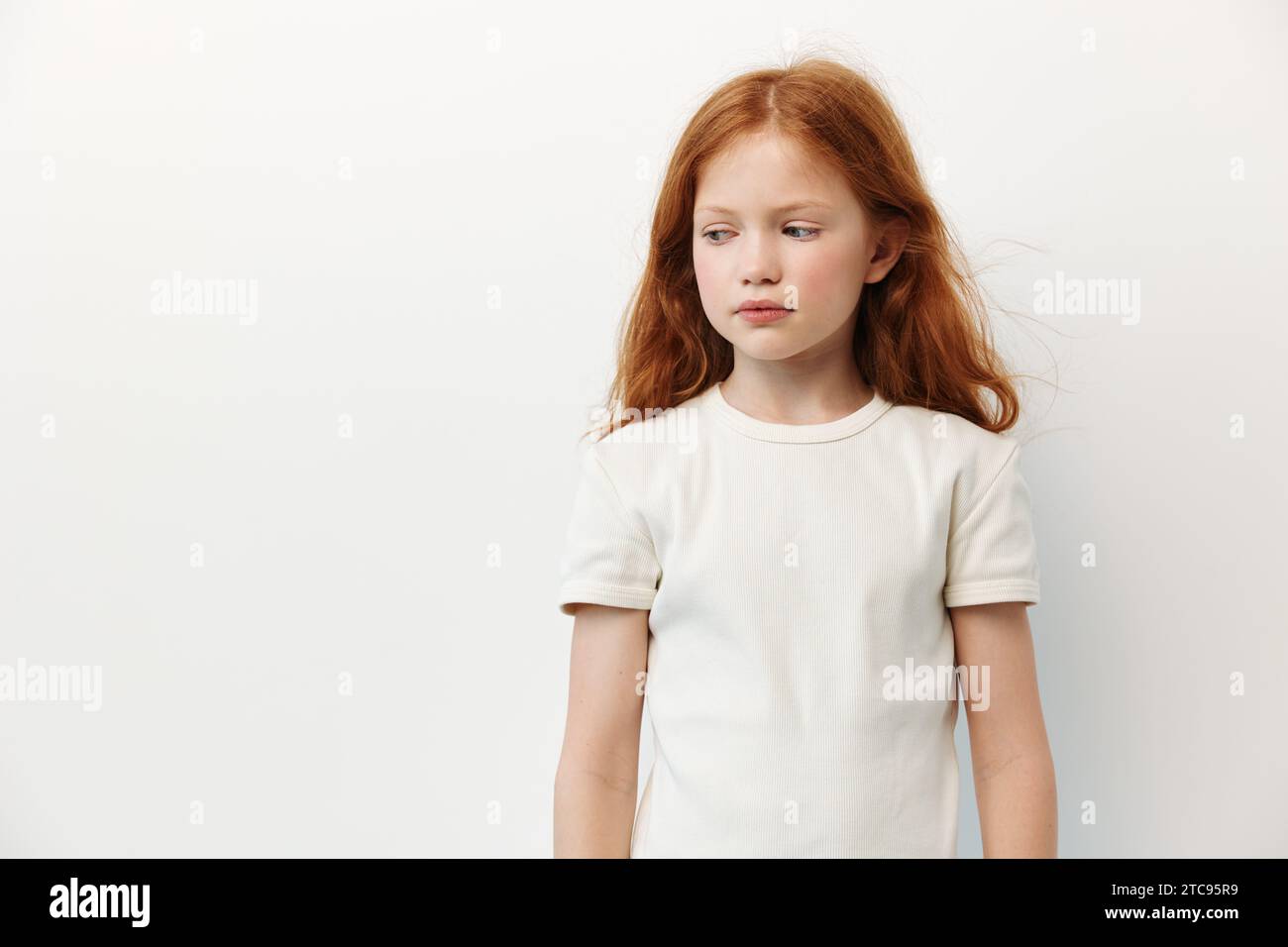 Female childhood young white little portrait kid cute children person ...