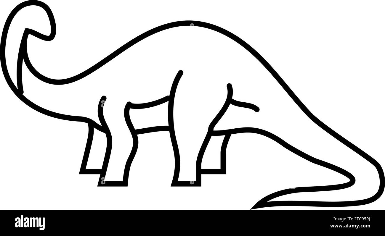 diplodocus dinosaur animal line icon vector illustration Stock Vector ...