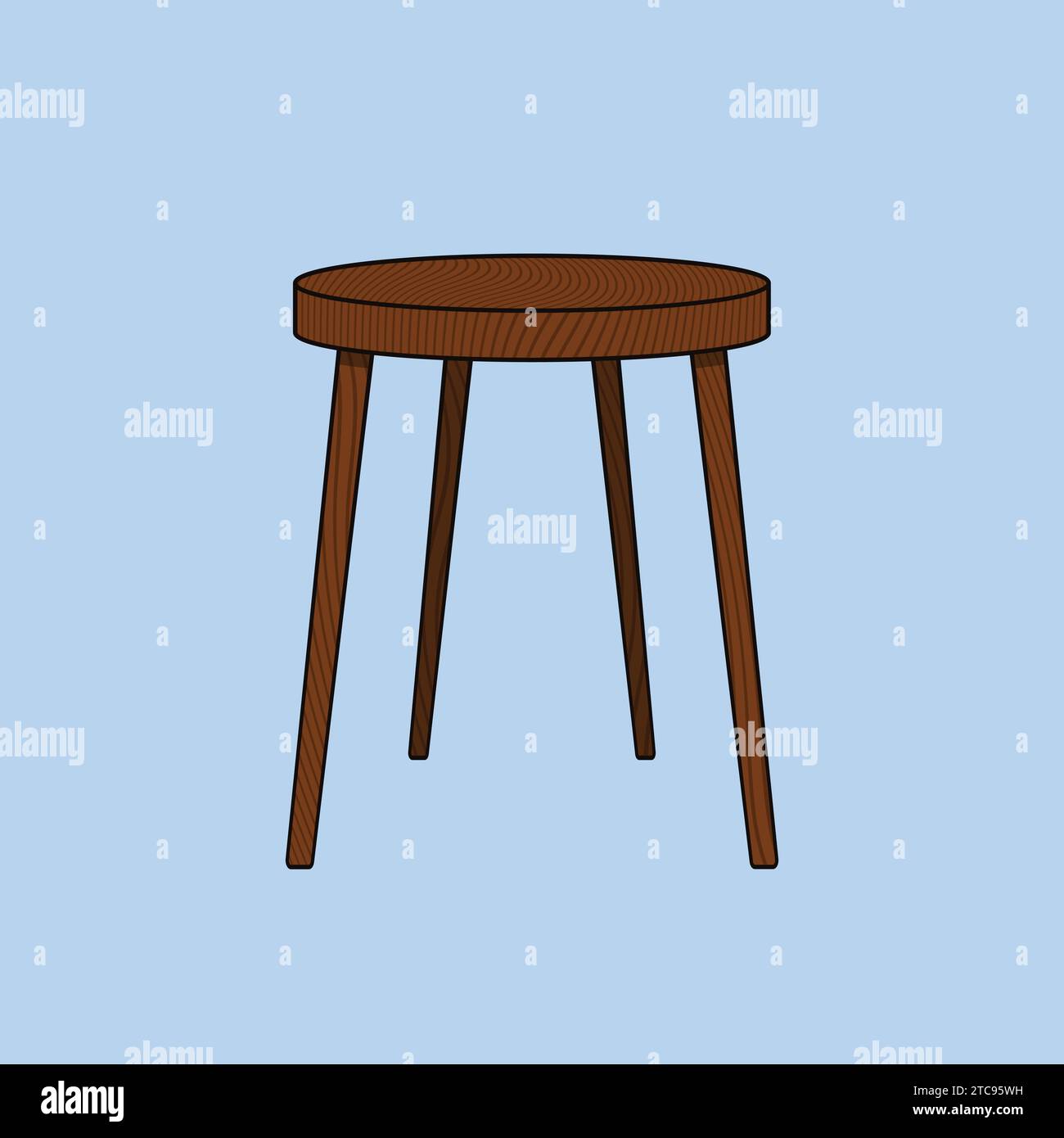 Wooden Stool Chair Vector Illustration Vector Furniture Sitting vector ...