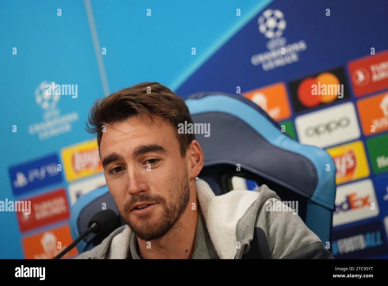 December 11, 2023, Naples, Italy: Braga's forward Andre Horta attends a ...