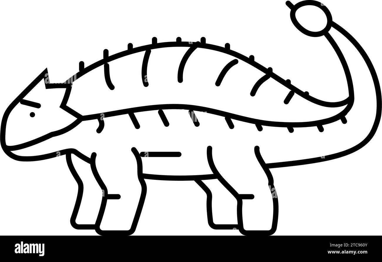 ankylosaurus dinosaur animal line icon vector illustration Stock Vector ...