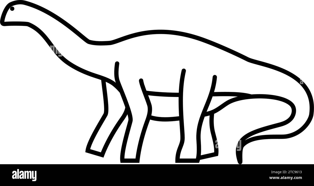 brontosaurus dinosaur animal line icon vector illustration Stock Vector ...