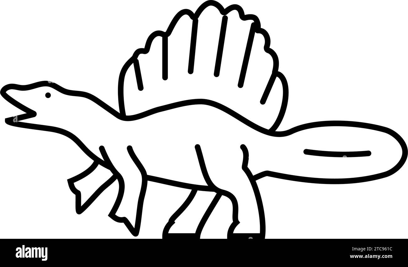 spinosaurus dinosaur animal line icon vector illustration Stock Vector ...