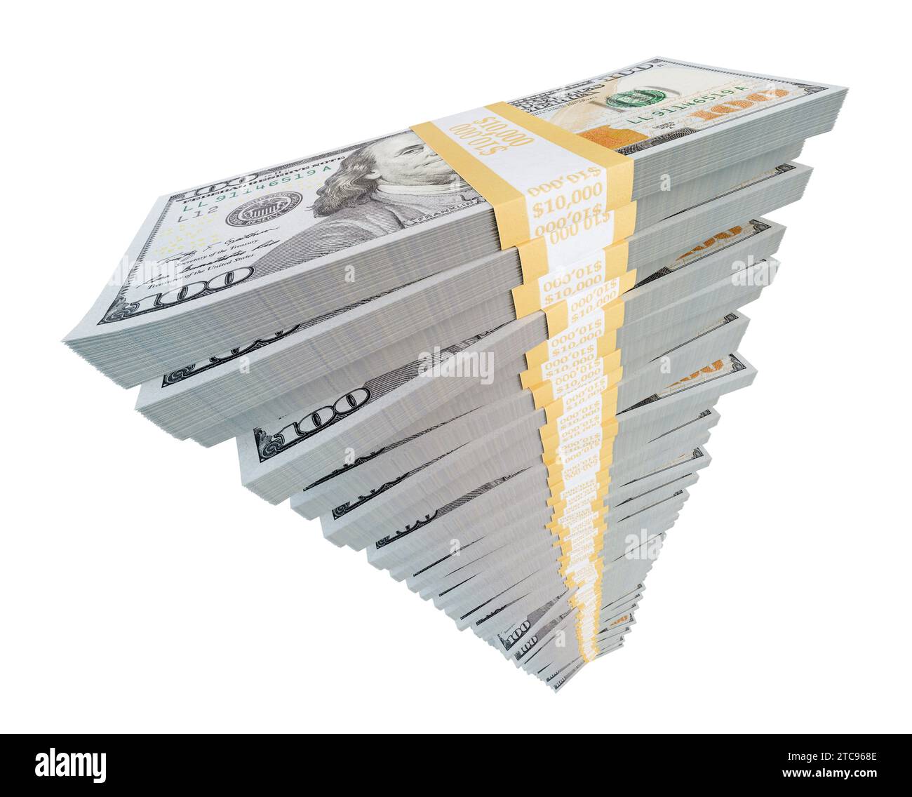 Tall Stack of One Million Dollars in One Hundred Dollar Bills Isolated ...