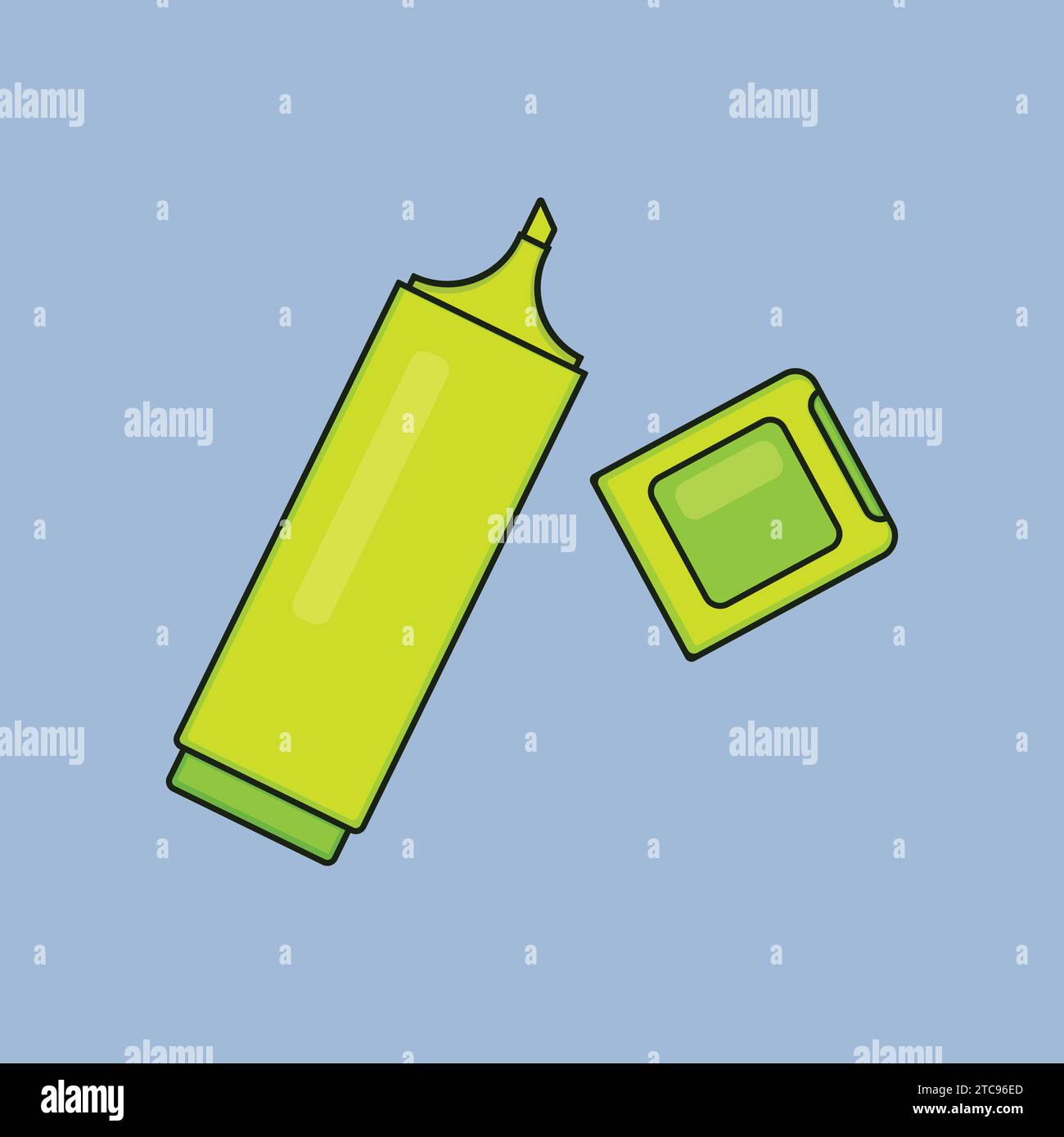 Flat Yellow Green Highlighter Icon Vector Illustration Stock Vector ...