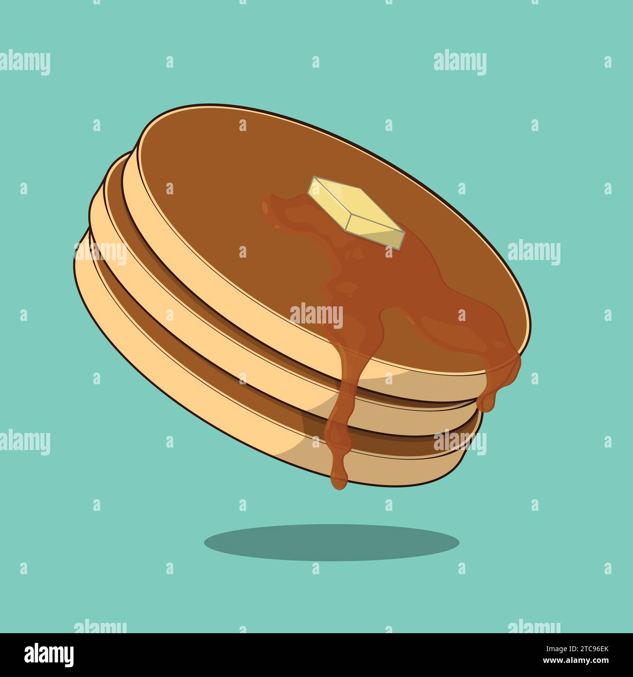 Stacks of Tasty Pancakes with Syrup Illustration Vector Stock Vector ...