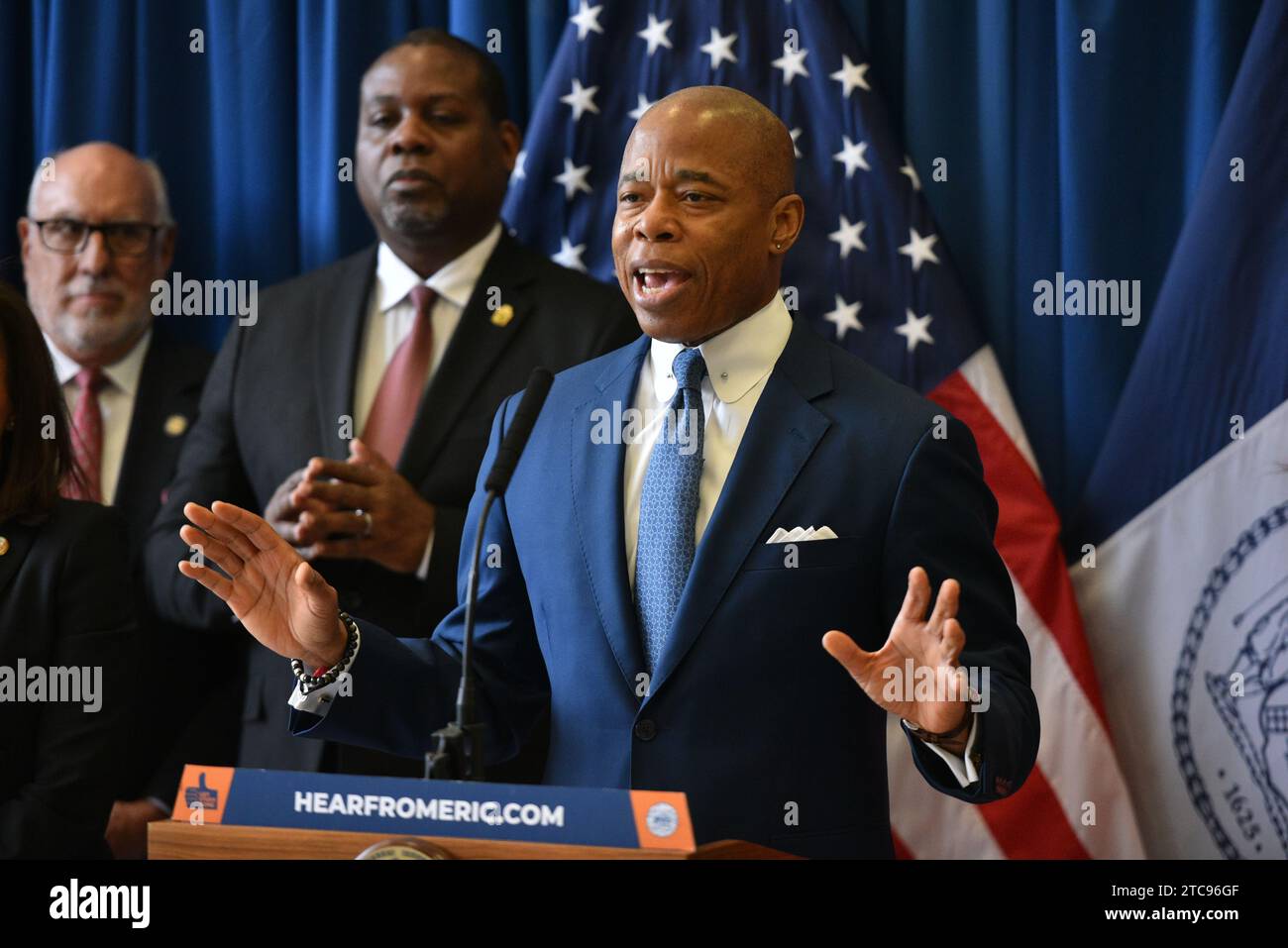 Mayor Eric Adams makes a youth and workforce-related announcement as ...