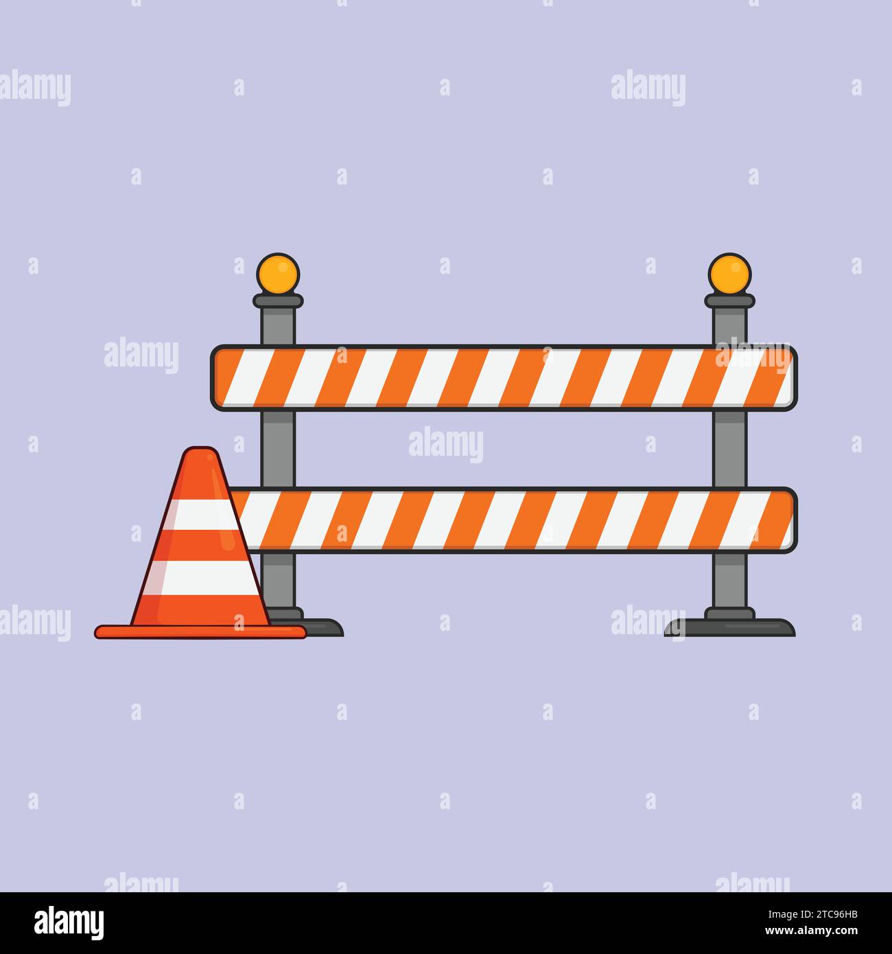 Construction Barrier Vector Illustration orange barrier blockage Stock ...