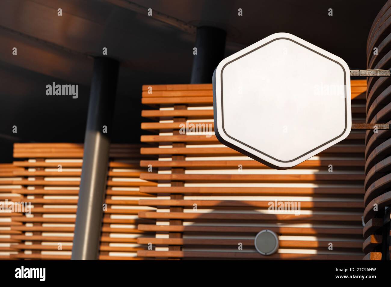 white sign without inscriptions on the building. white sign on the ...