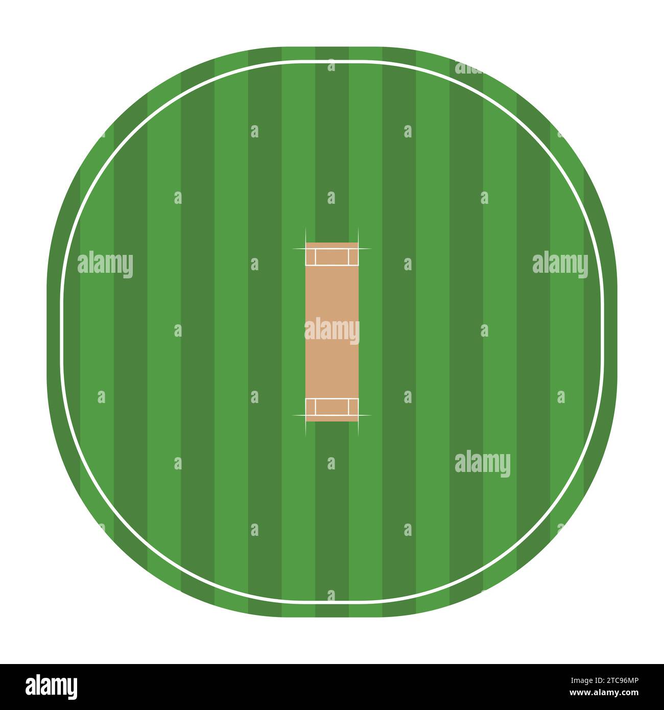 Flat Cricket Ground Pitch Vector Illustration Top view Cricket Ground ...