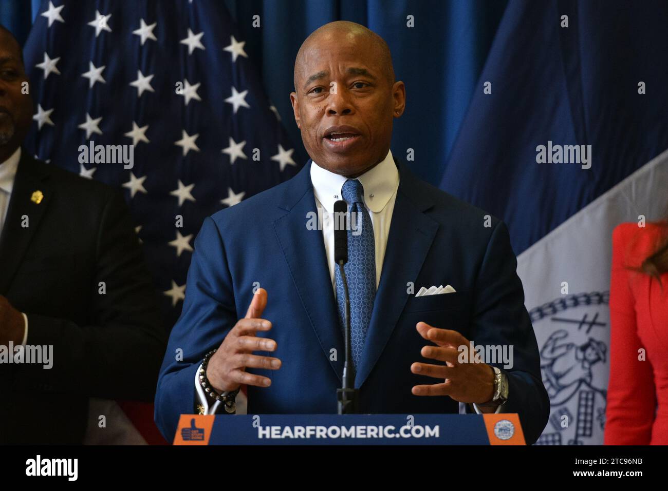 Mayor Eric Adams makes a youth and workforce-related announcement as ...