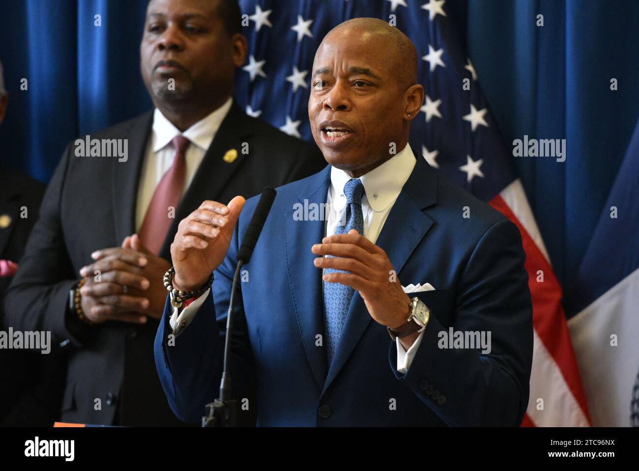 Mayor Eric Adams makes a youth and workforce-related announcement as ...