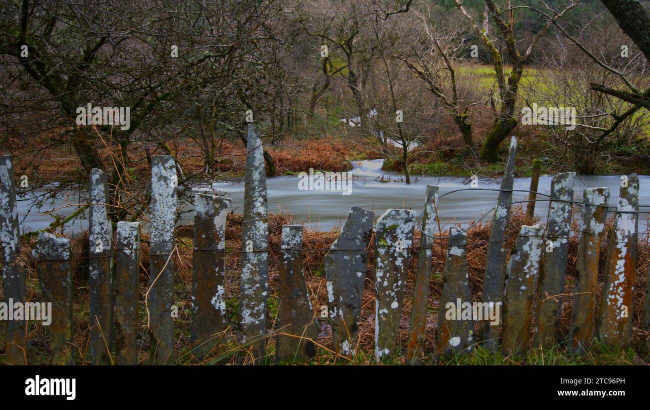 Slate fence bordering afon dulas hi-res stock photography and images ...