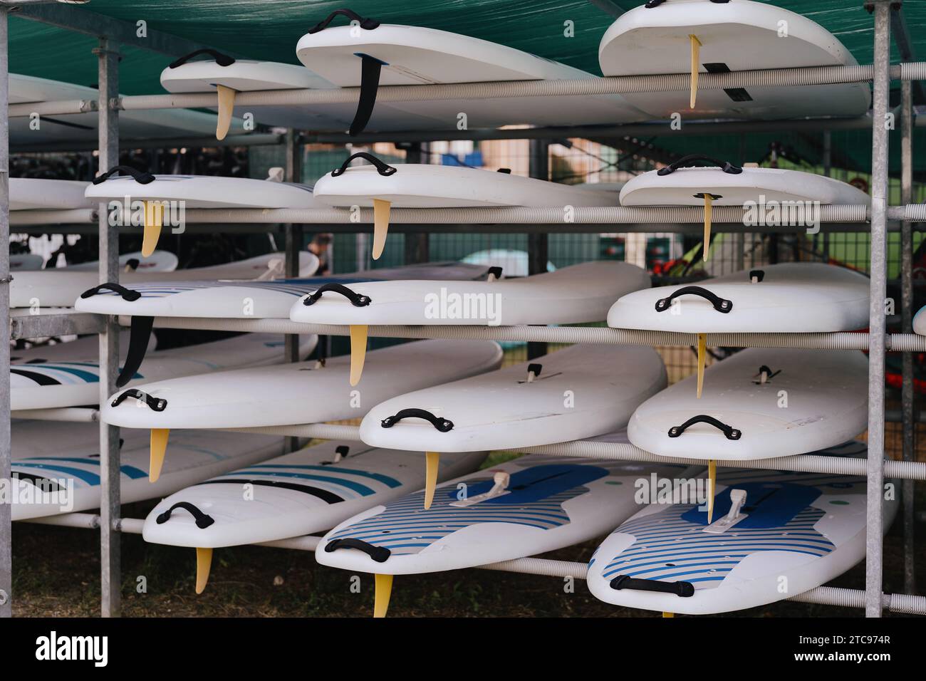 Ready for Action: Surfboards in Storage Stock Photo - Alamy