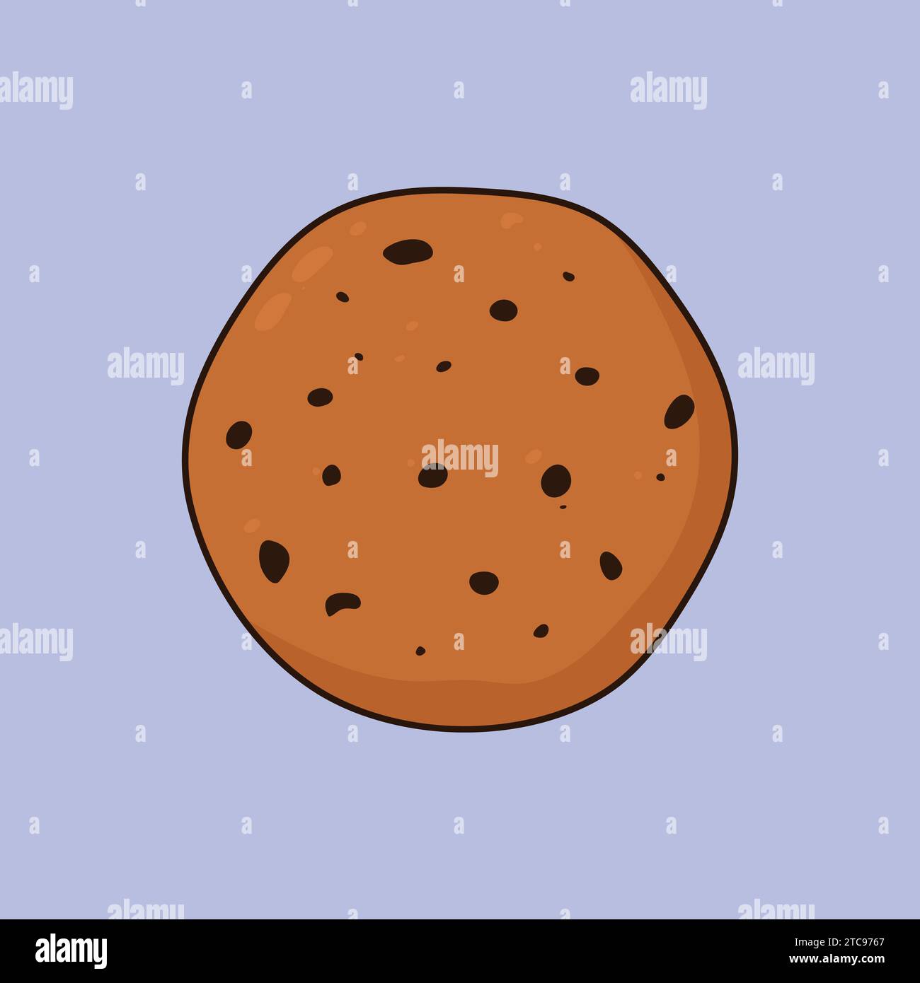 Flat Chocolate Choco Chips Cookie Icon Vector Illustration Stock Vector ...