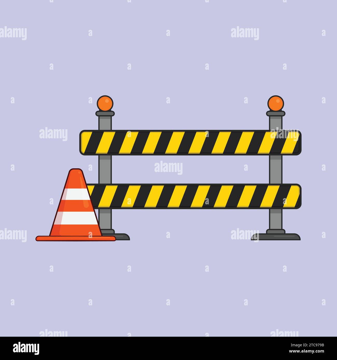 Construction Barrier Vector Illustration orange barrier blockage Stock ...