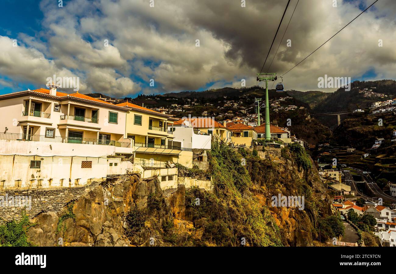 A view up the chair lift track in Funchal, Madeira Stock Photo - Alamy