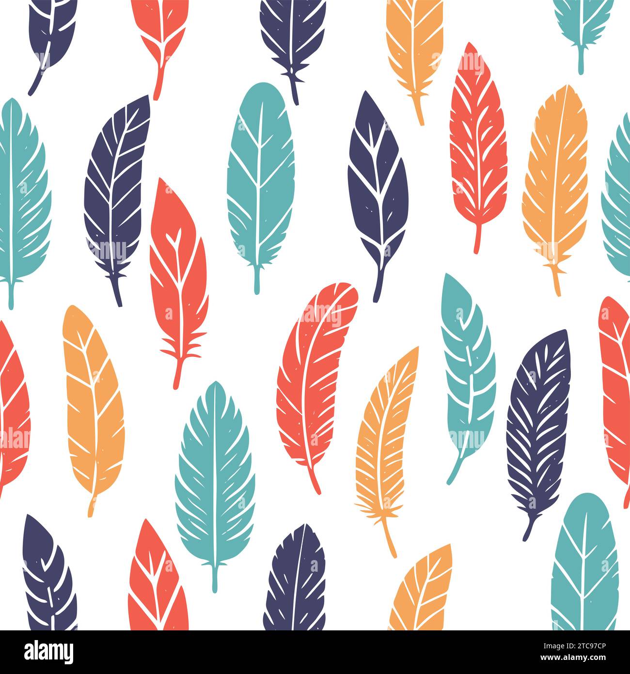 Bird feathers seamless pattern. Feather silhouette background. Plumelet collection. Vector ...