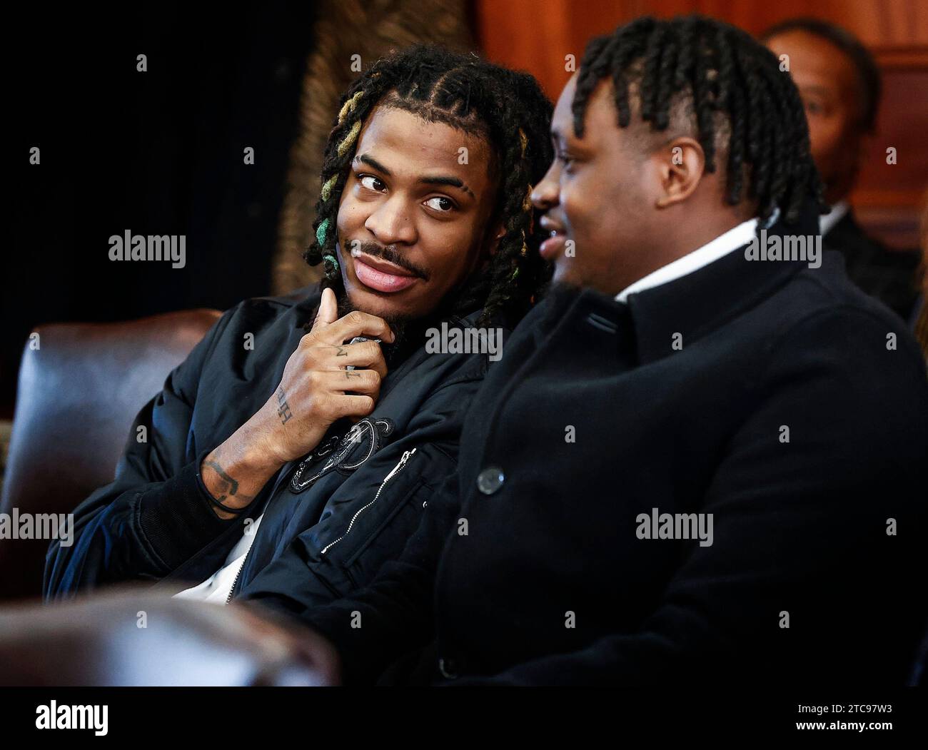 Memphis Grizzlies player Ja Morant, left, and friend Davonte Pack ...