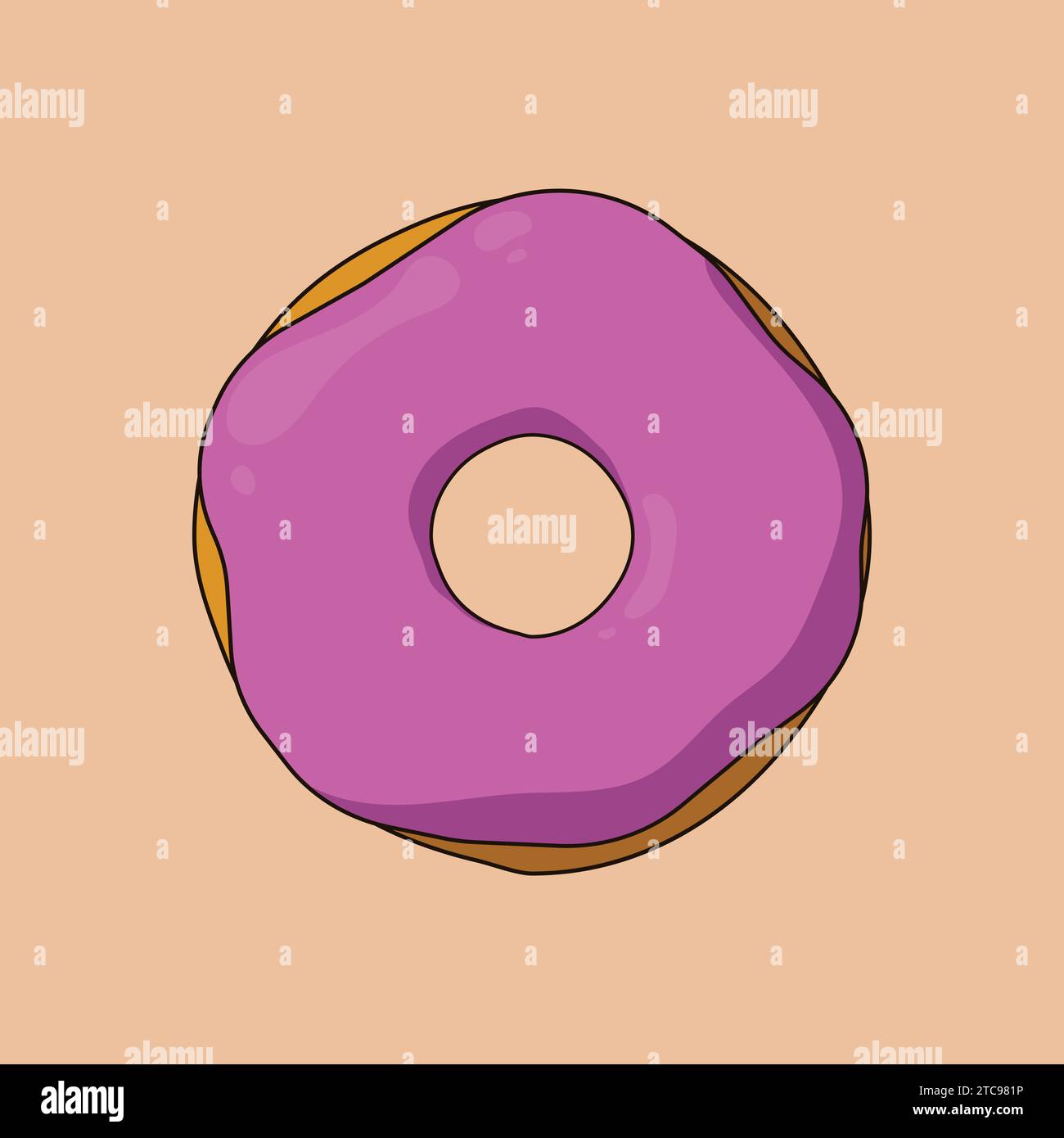 Flat Sweet Yummy Strawberry Pink Donut Illustration Vector Icon Stock ...