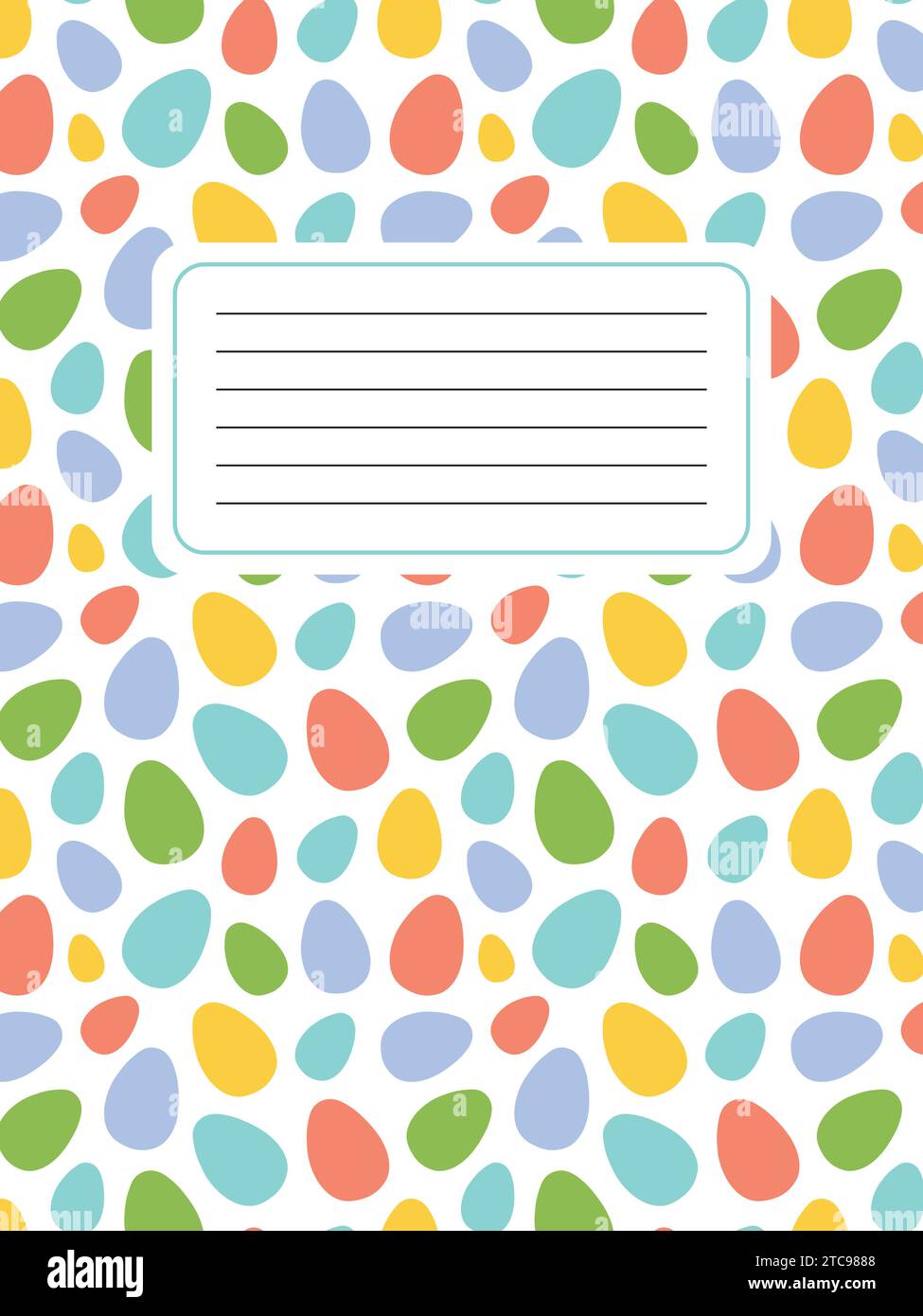 Colorful notebook cover with blank label and pattern of colored painted ...