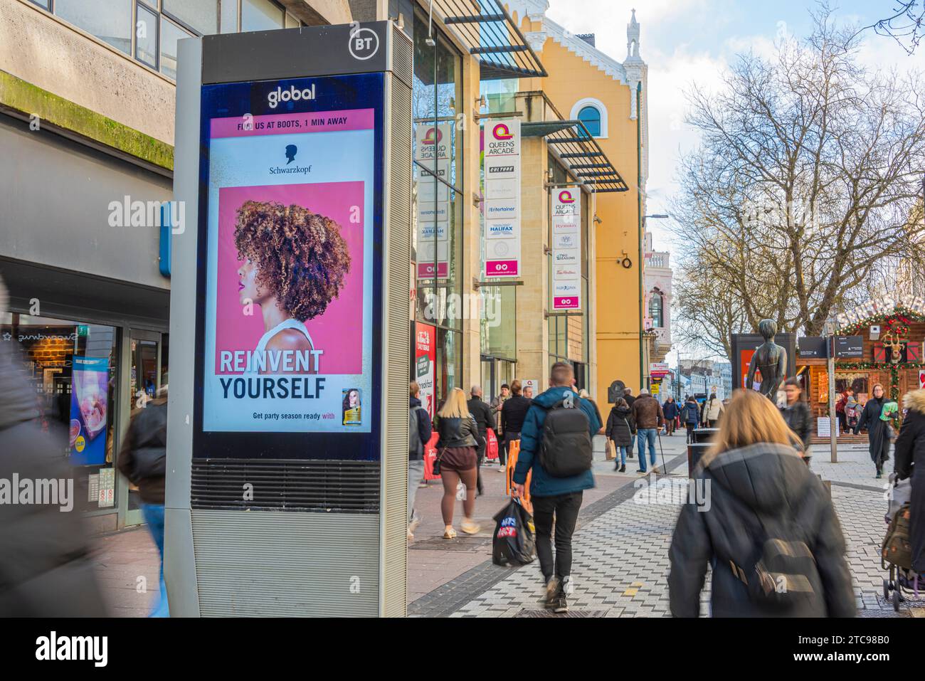 Digital Advertising screen on Cardiff Queen Street Stock Photo - Alamy