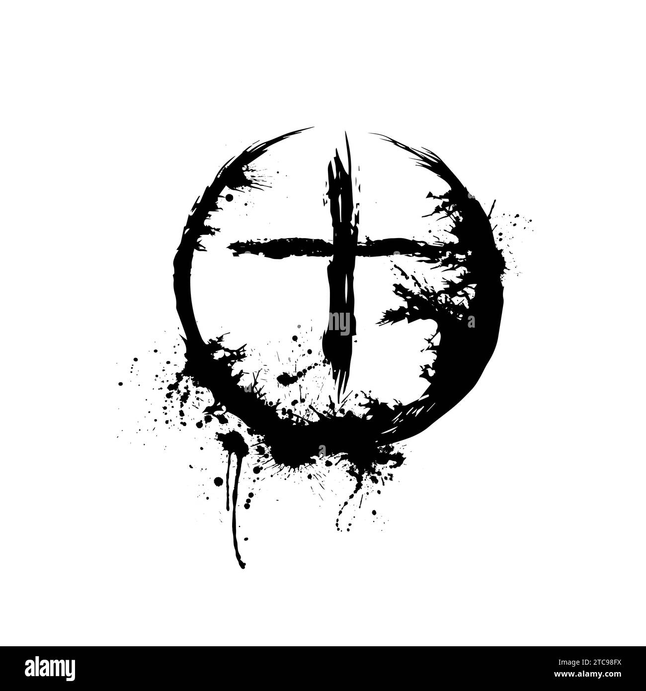 Hand drawn christian cross signs. Brush painted black icons. hand ...