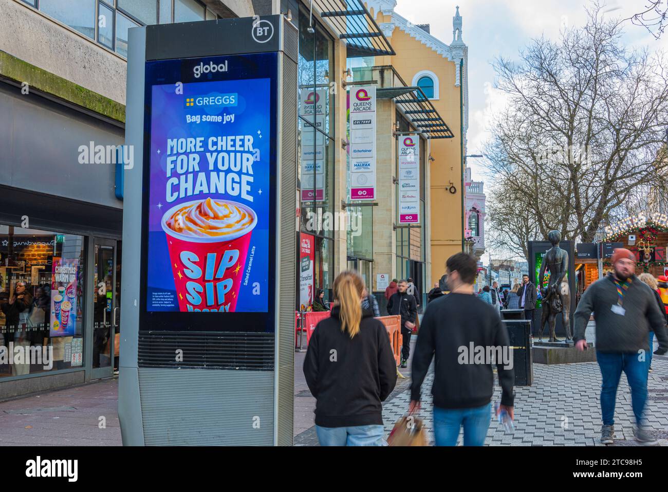 Christmas-themed digital street advertising displays in central Cardiff ...