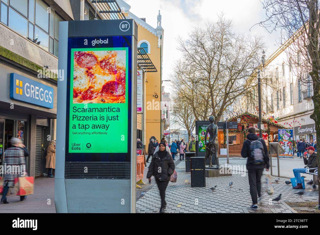 Digital Advertising screen on Cardiff Queen Street Stock Photo - Alamy