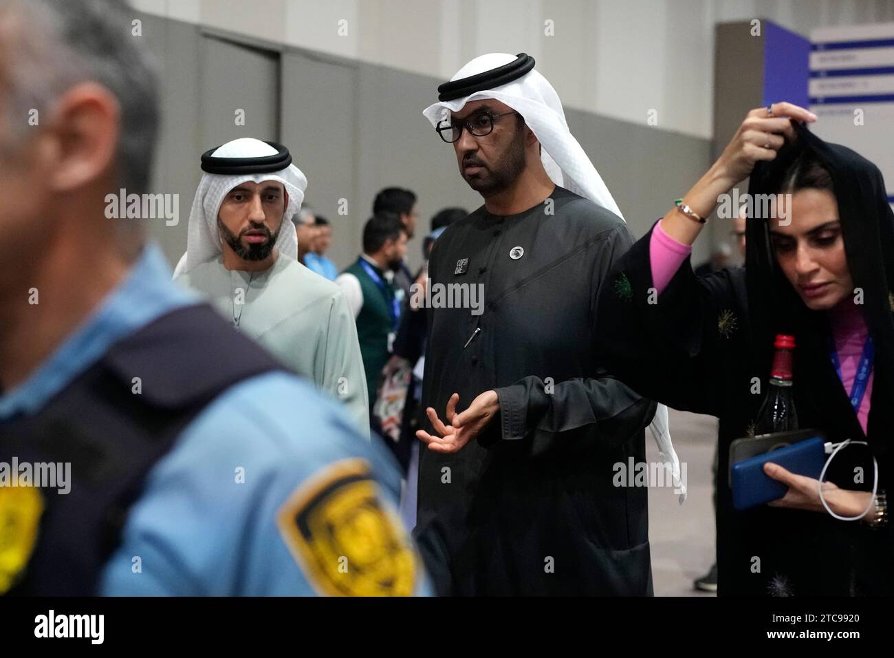 COP28 President Sultan al-Jaber walks as negotiations continue at the ...