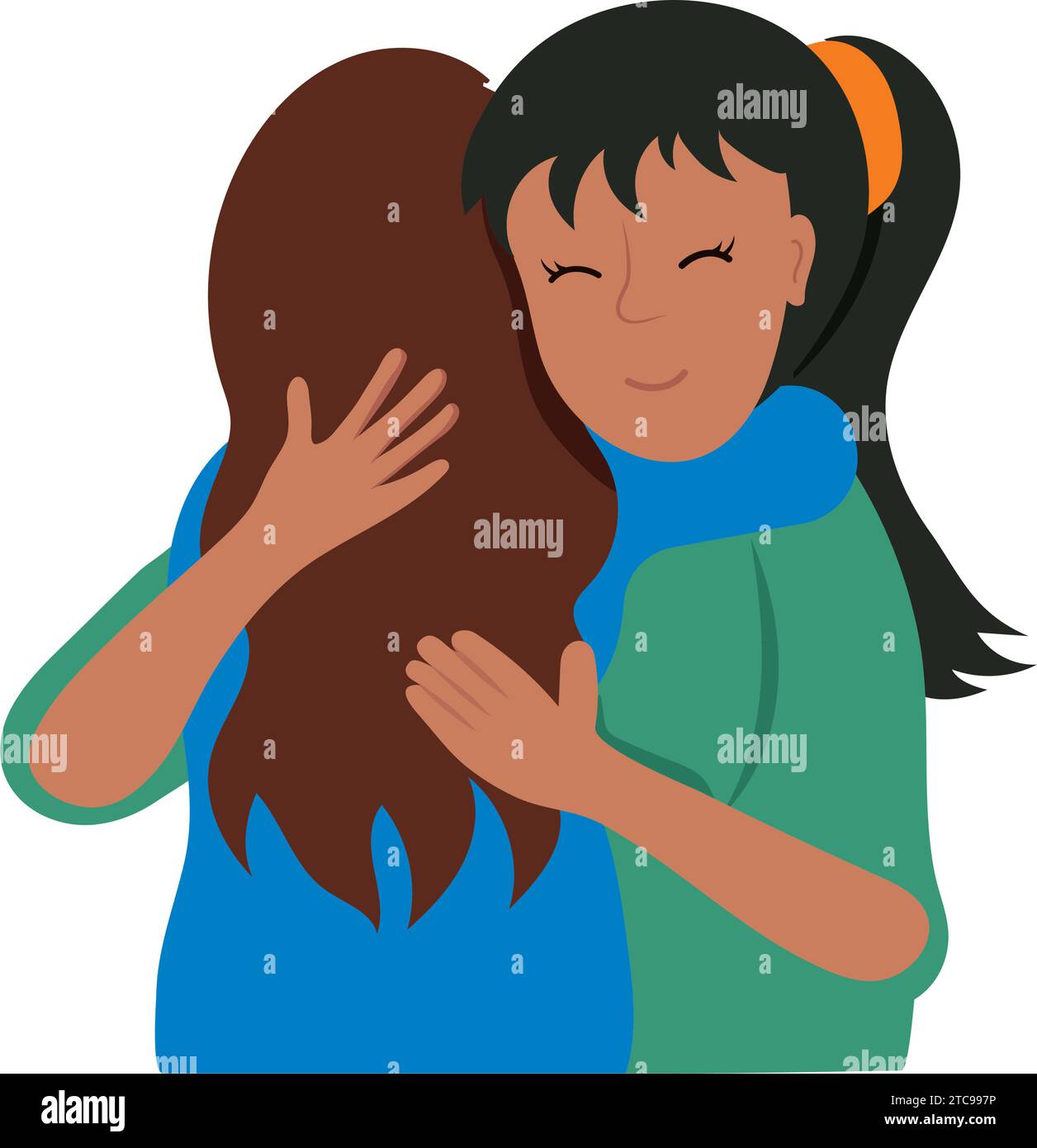 hug day illustration with women hugging each other Stock Vector Image ...