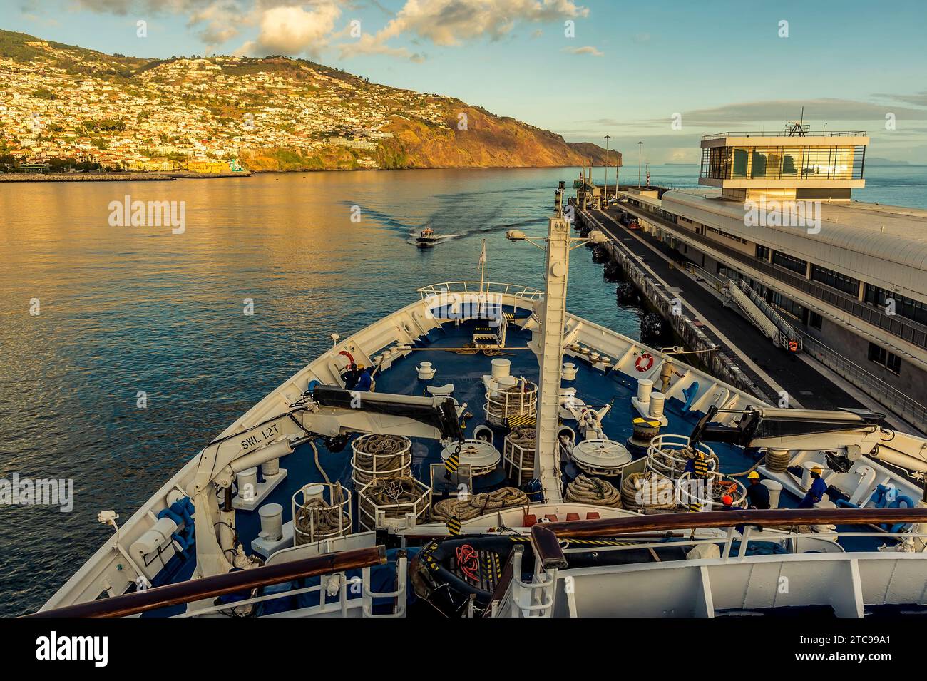 Preparing to leave the port of Funchal, Madeira Stock Photo - Alamy