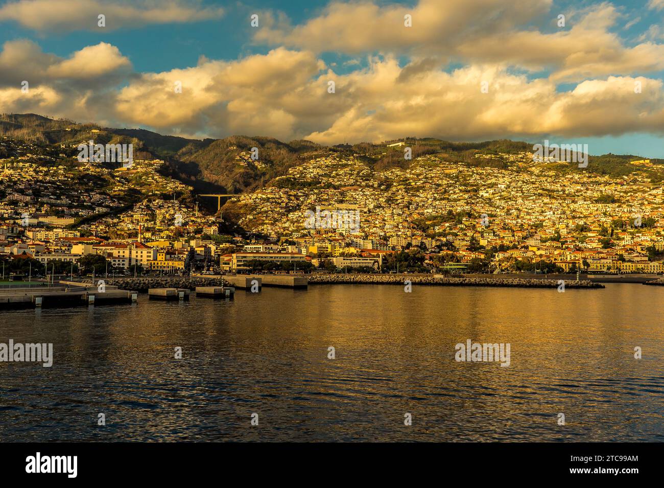 The city of Funchal, Madeira bathed in the golden evening light Stock ...