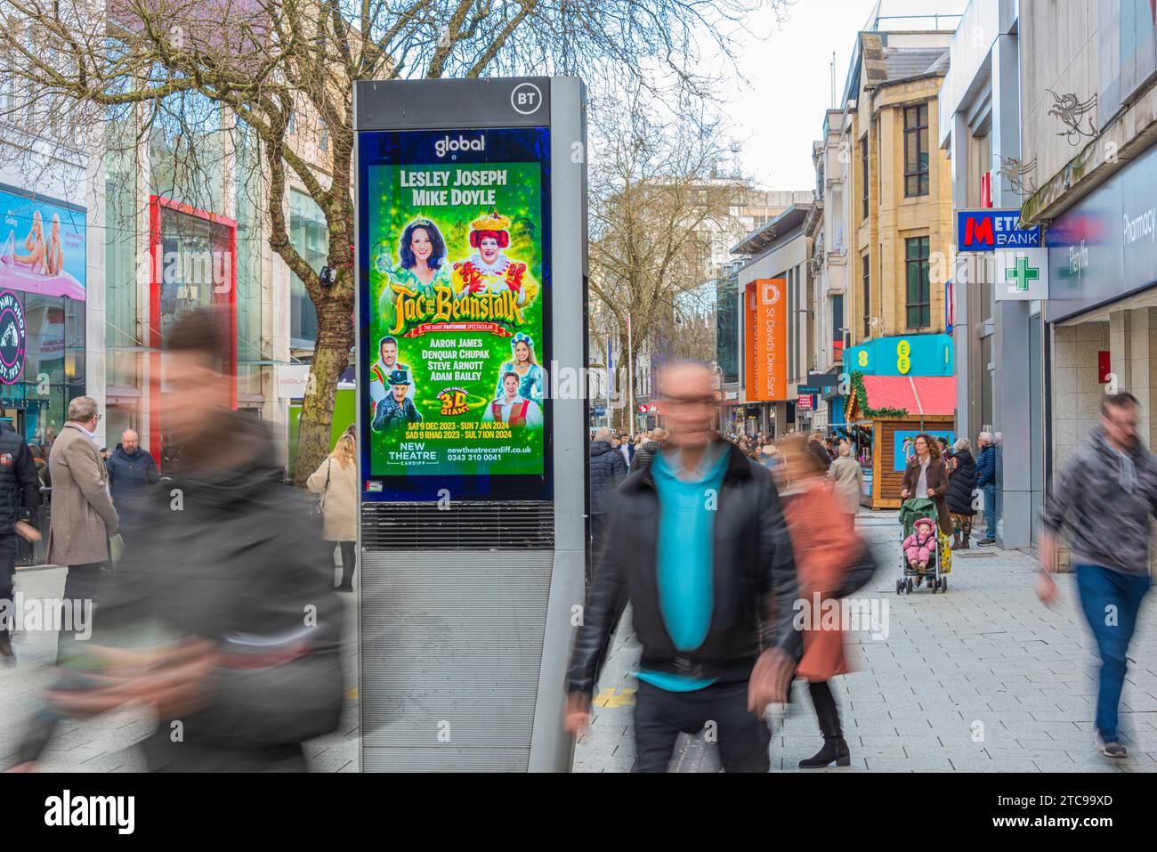 Digital Advertising screen on Cardiff Queen Street Stock Photo - Alamy
