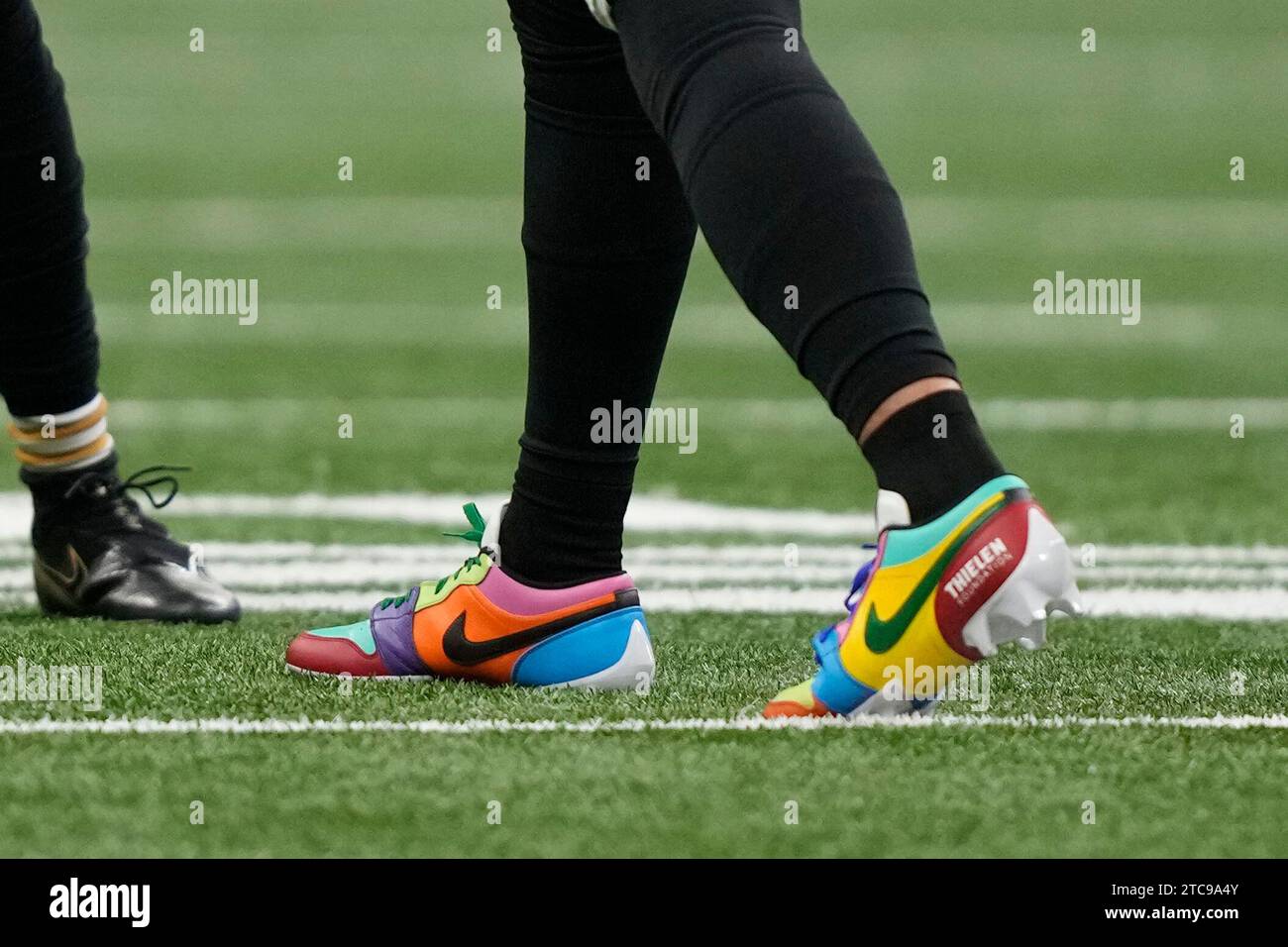 Carolina Panthers wide receiver Adam Thielen wears cleats for the My ...