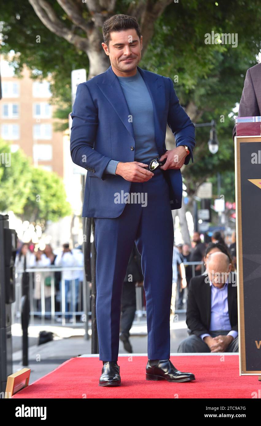 Zac Efron attends a ceremony honoring him with a star on the Hollywood ...