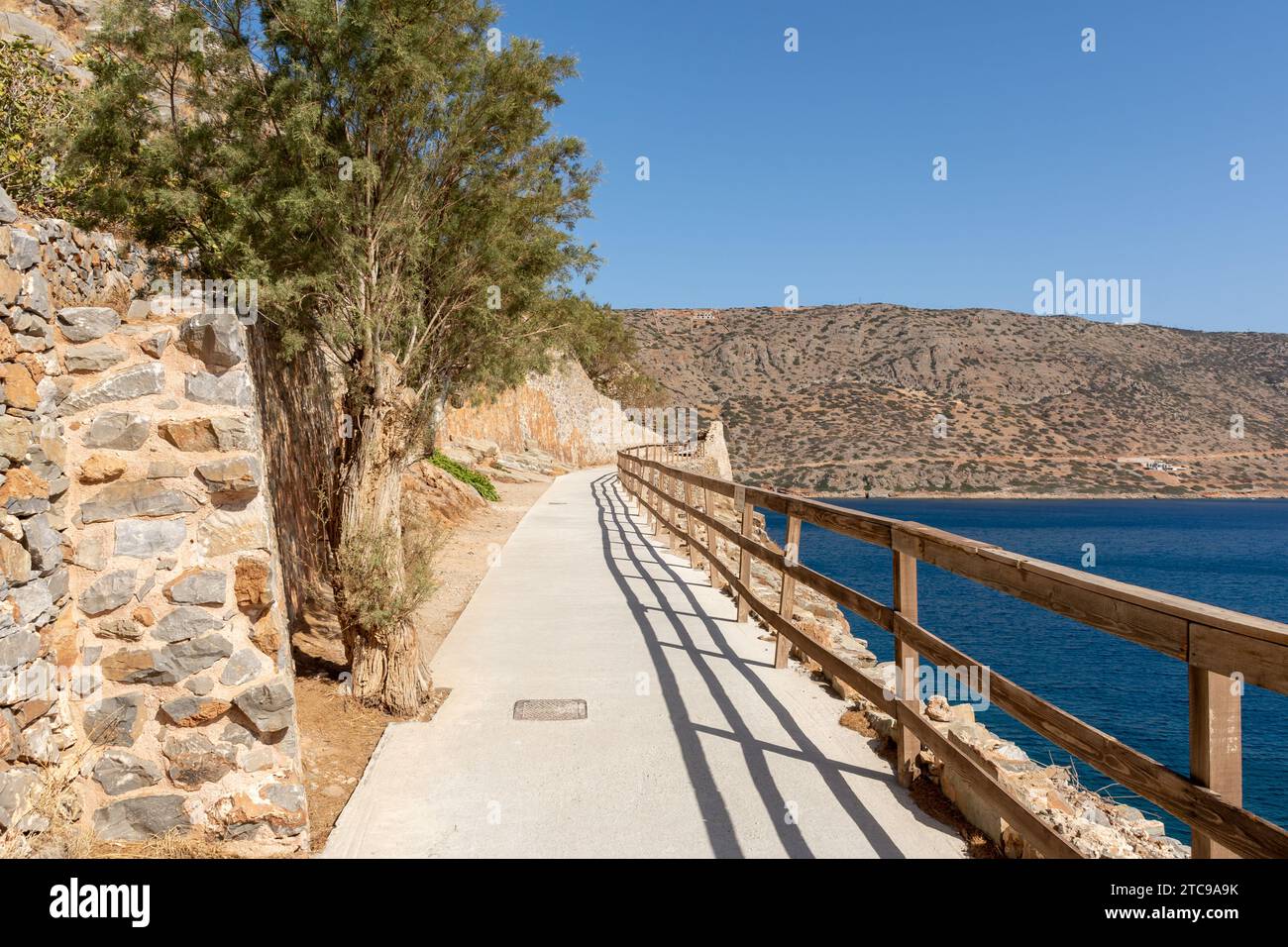 Views and pathways around the historic island of Spinalonga. Crete ...