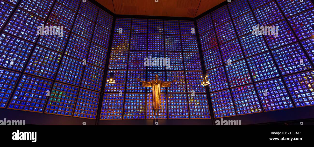 Berlin, Germany - July, 25, 2023: Interior of the modern chapel with ...