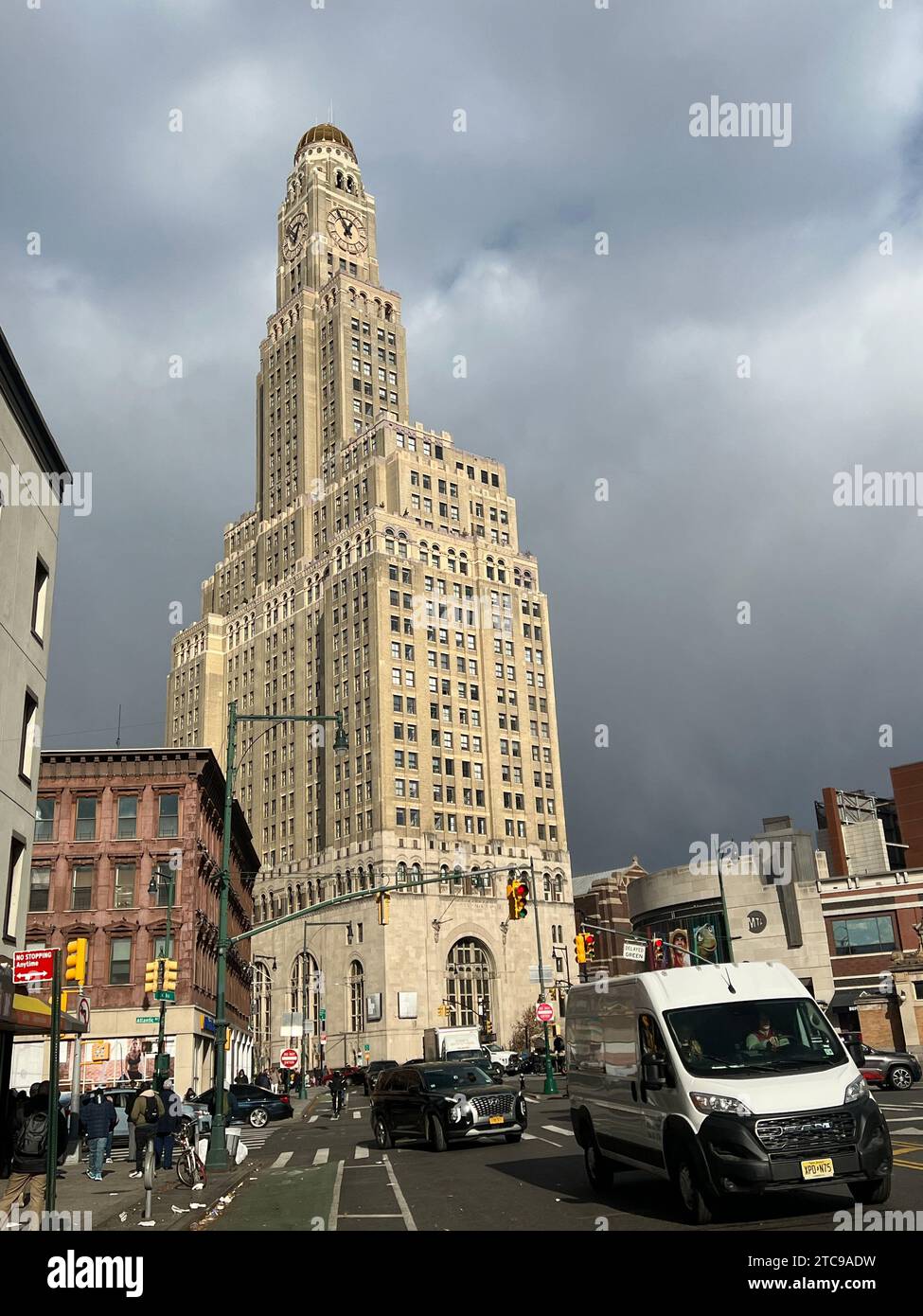 The iconic Williamsburg Savings Bank Building rises up in the Fort ...
