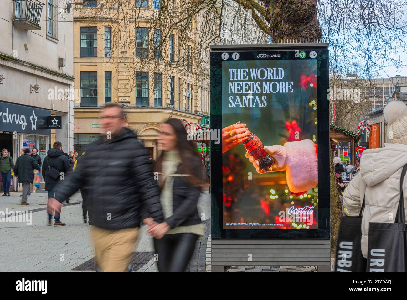 Digital Advertising screen Cardiff December 2023 Stock Photo - Alamy
