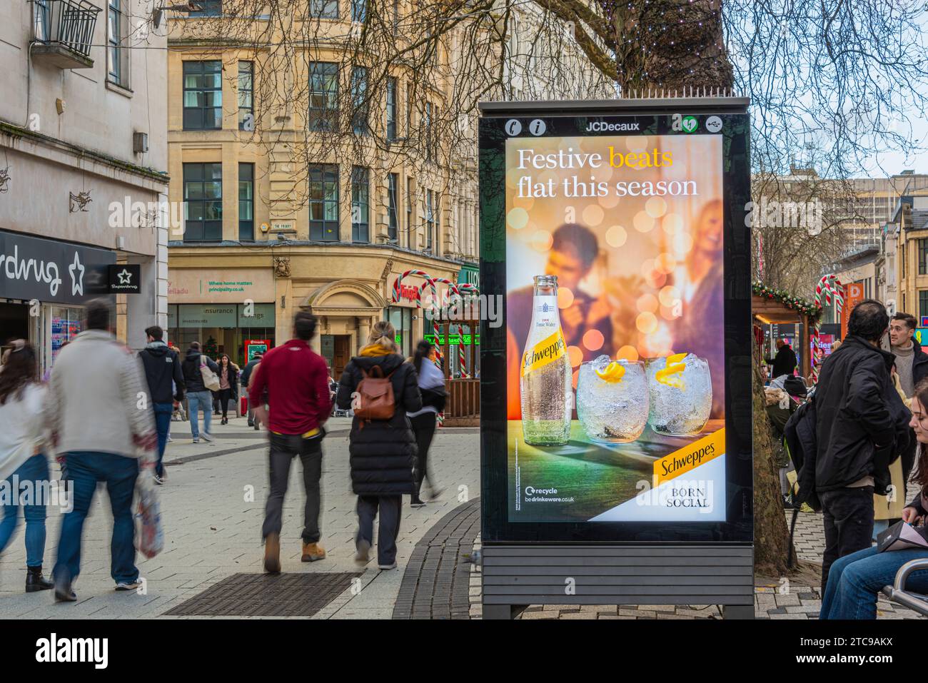 Digital Advertising screen Cardiff December 2023 Stock Photo - Alamy
