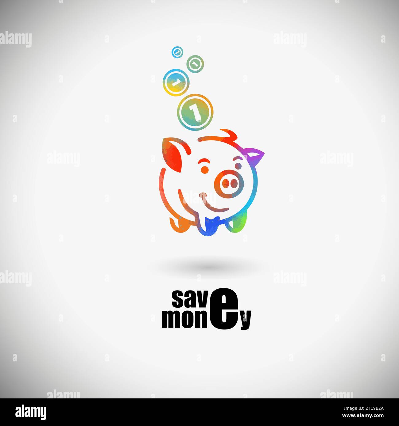 Save money. Colored Pig piggy bank. SHOTLISTbanking. hand drawing. Not ...