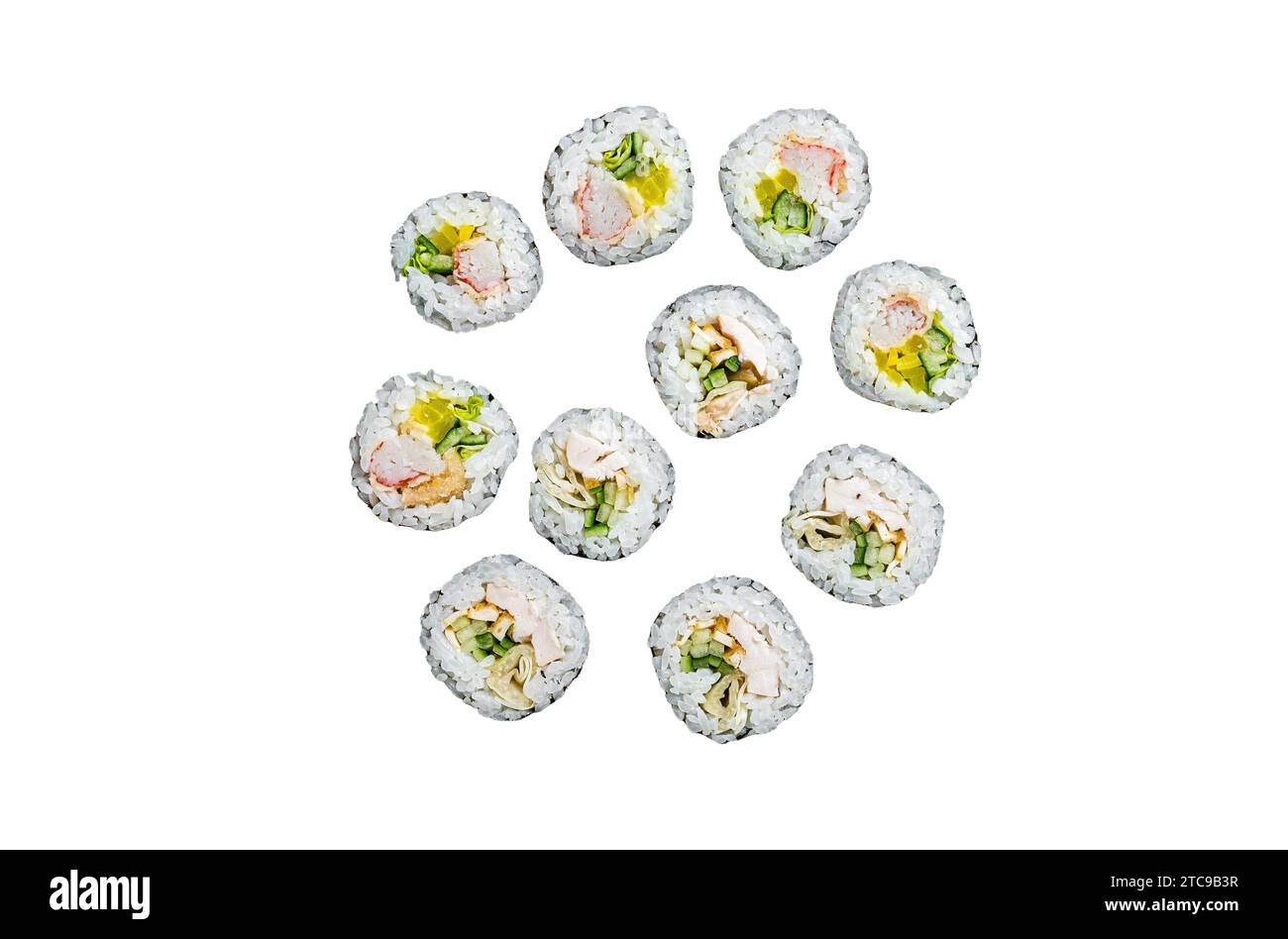 Korean style sushi Kimbap or gimbap made from steamed white rice ...